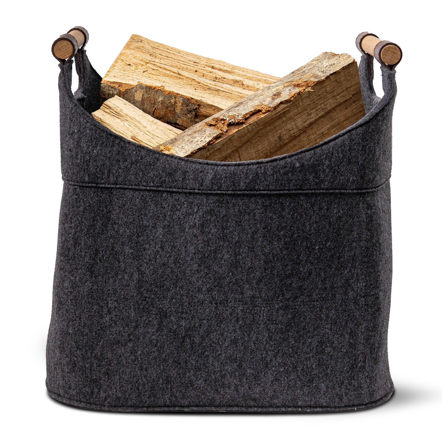 Holzkorb für Kaminholz Filz mit Echtholzhenkeln - Made in Germany ...